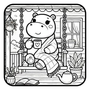 Cute Adult Coloring Pages: Hippo Style - Etsy
