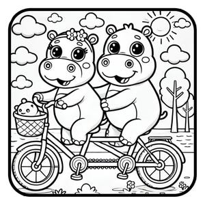 Cute Adult Coloring Pages: Hippo Style - Etsy