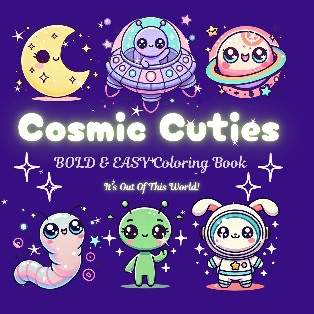 Cosmic Cuties: Bold and Easy Coloring Pages - Etsy