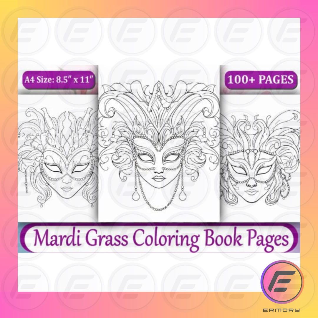 100 Mardi Gras Coloring Book Pages - Etsy
