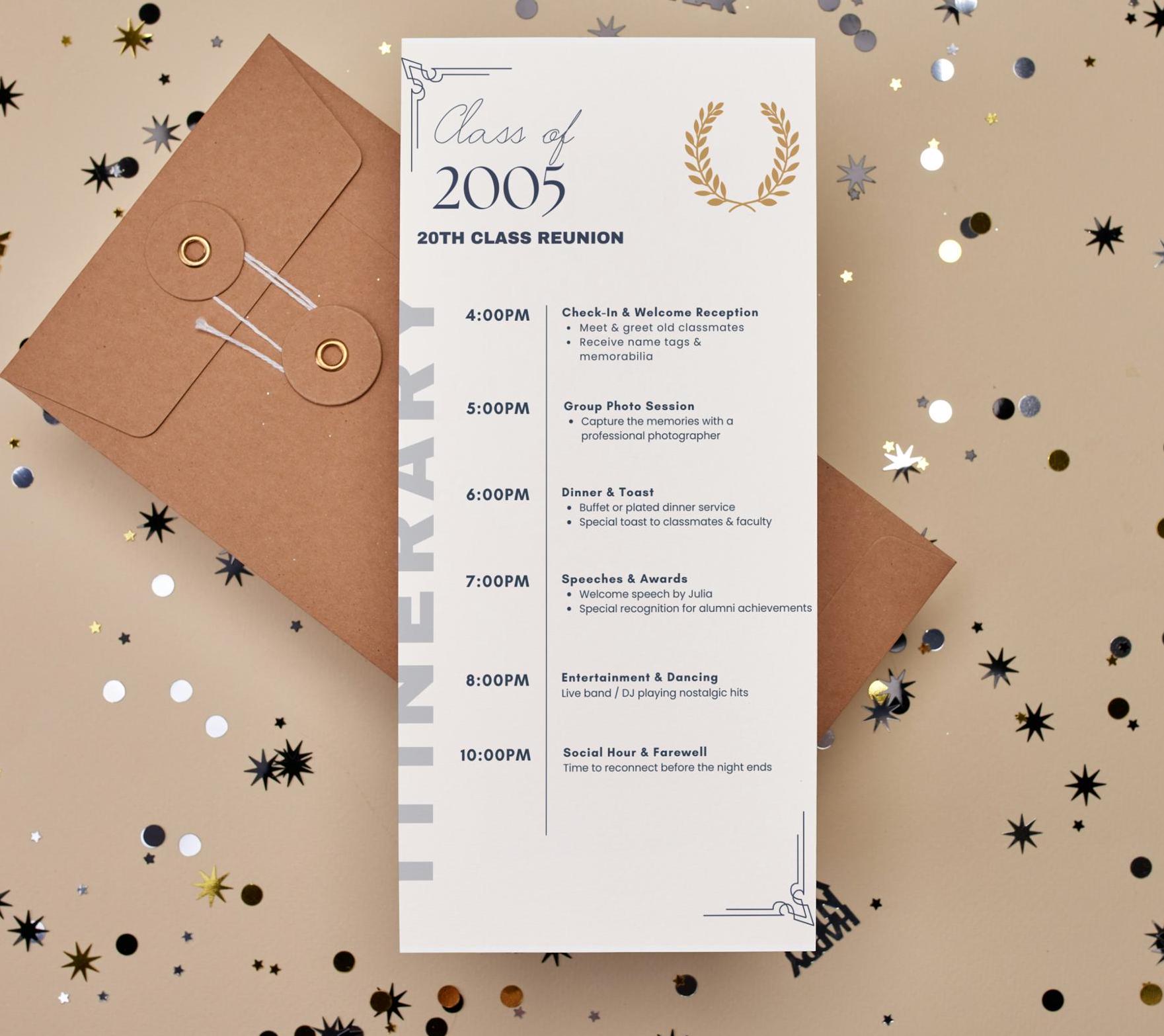 Customizable Class Reunion Invitation Bundle: Itinerary & Labels ...