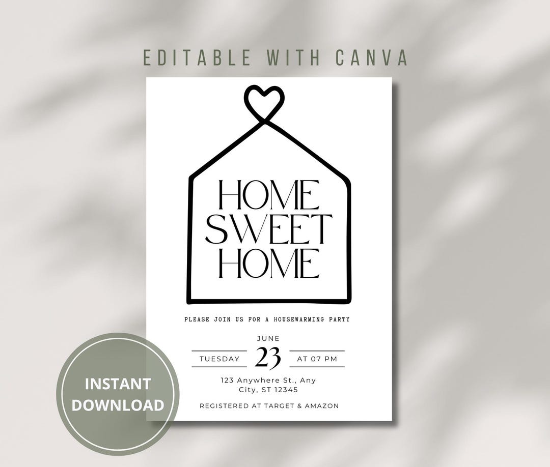 Editable House Warming Invitation | Home Sweet Home Party Invite ...