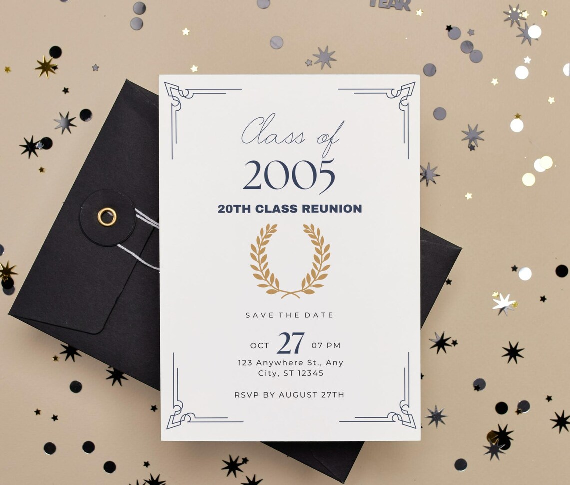 Customizable Class Reunion Invitation Bundle: Itinerary & Labels ...