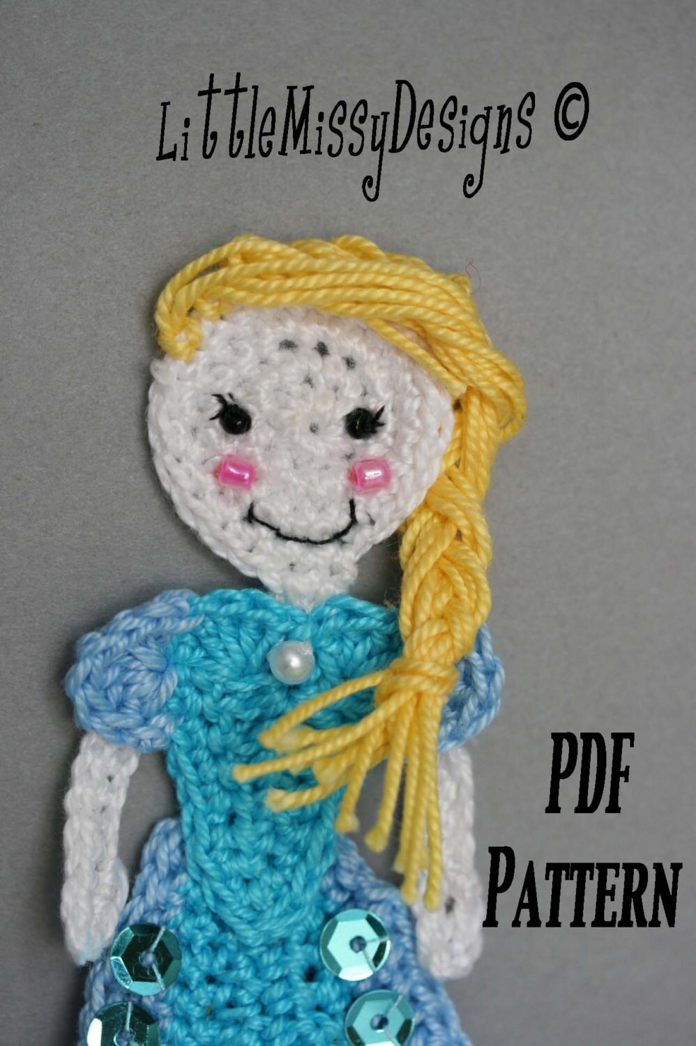INSTANT DOWNLOAD Frozen Princess Elsa Inspired Crochet Applique Motif ...