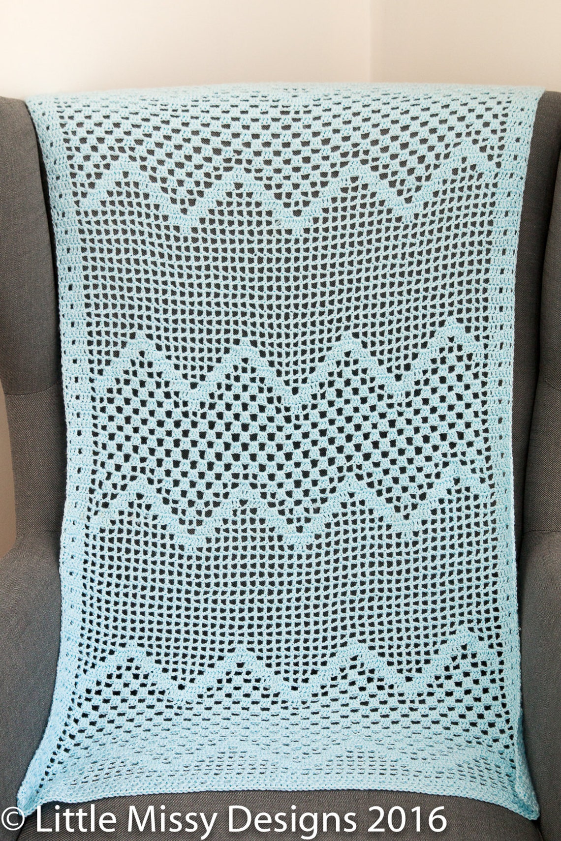 Filet Crochet Baby Blanket Pattern 'bondi Waves' - Etsy