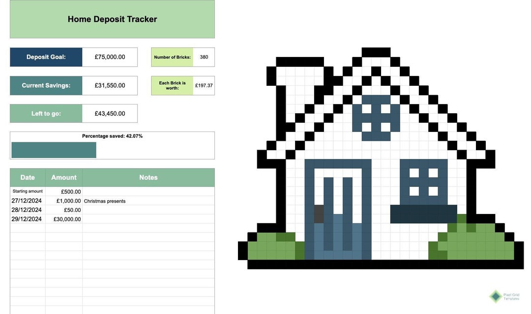 Savings Tracker | Home Deposit Tracker | House Savings Goal Template ...