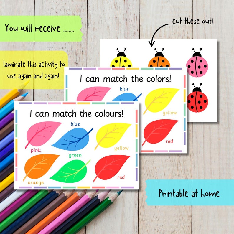 Color Matching Game: Preschool Printable Worksheet (PDF Download) - Etsy