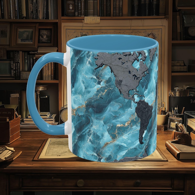 Marble Map Mug, Realistic World Map, Geography Lovers Mug, Geo Graphy ...