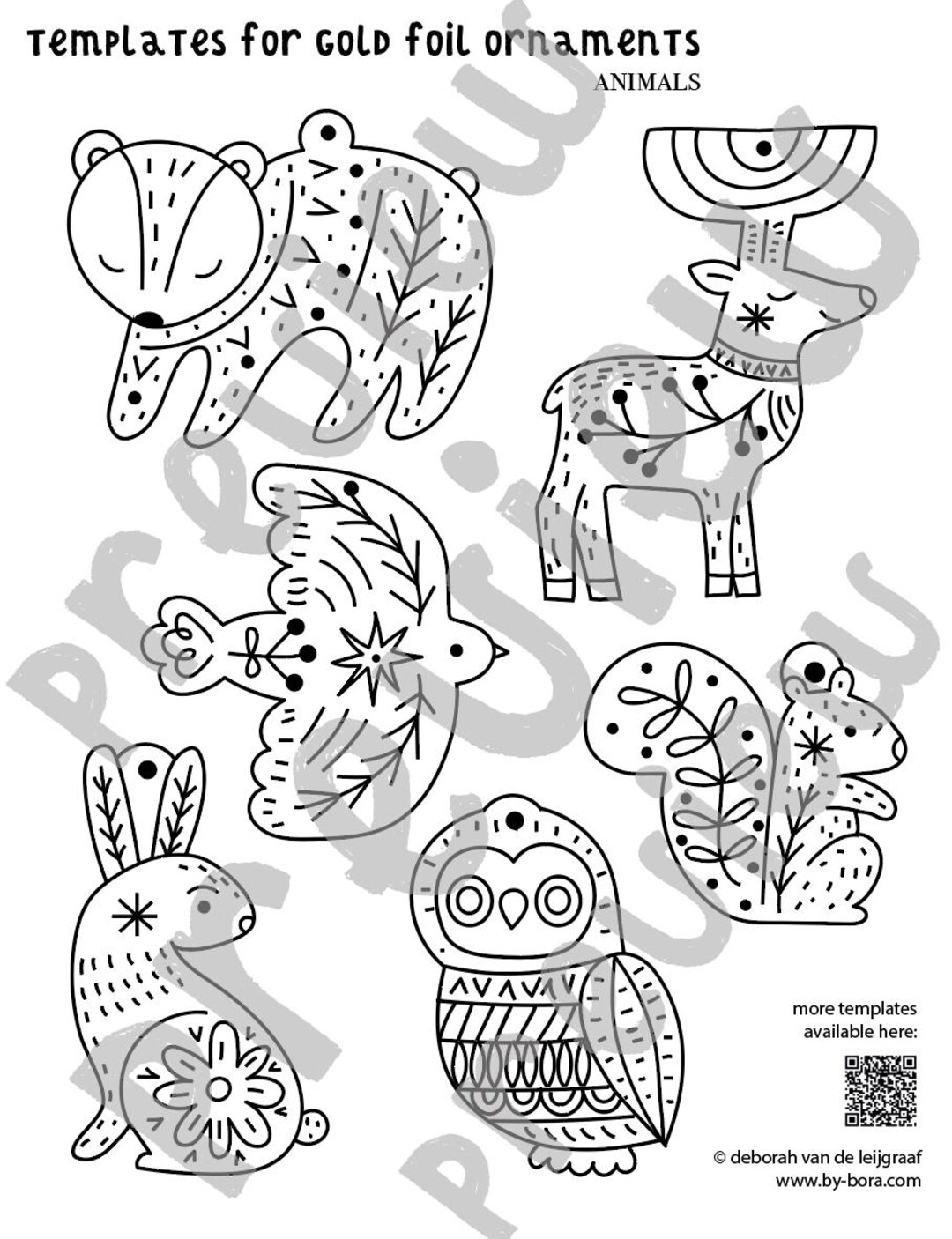 Printable Gold Foil Animal Templates – DIY Christmas Embossing Craft ...