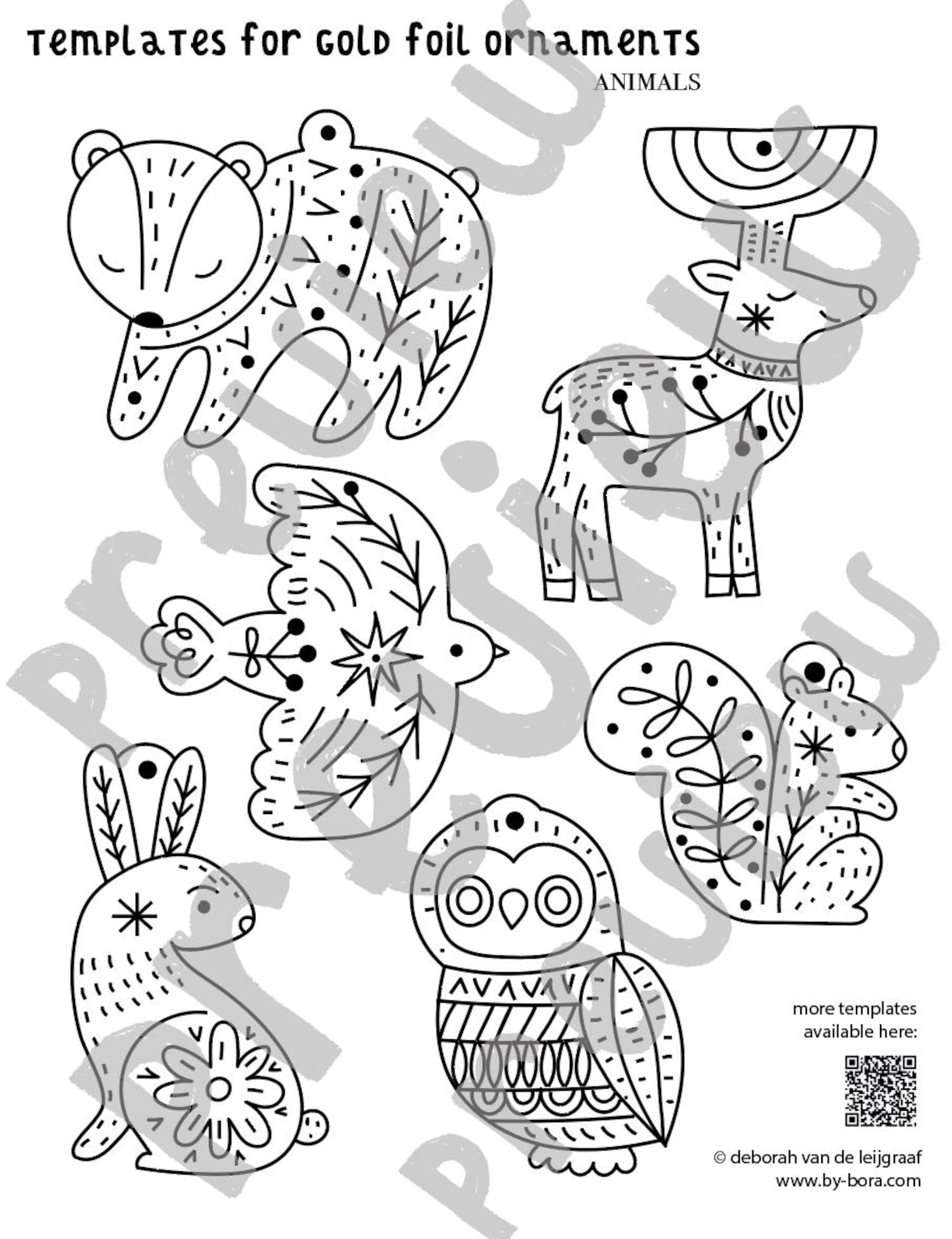 Printable Gold Foil Animal Templates – DIY Christmas Embossing Craft ...