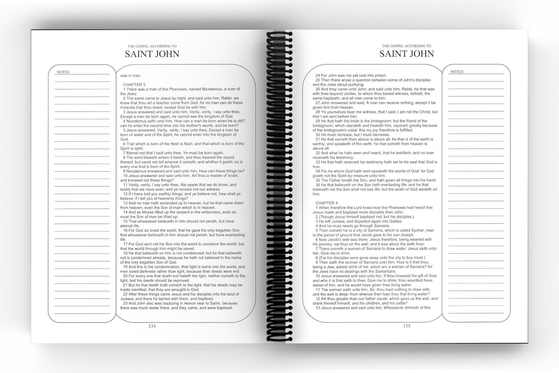 New Testament KJV Spiral Bound Journaling, Notetaking & Drawing Bible ...
