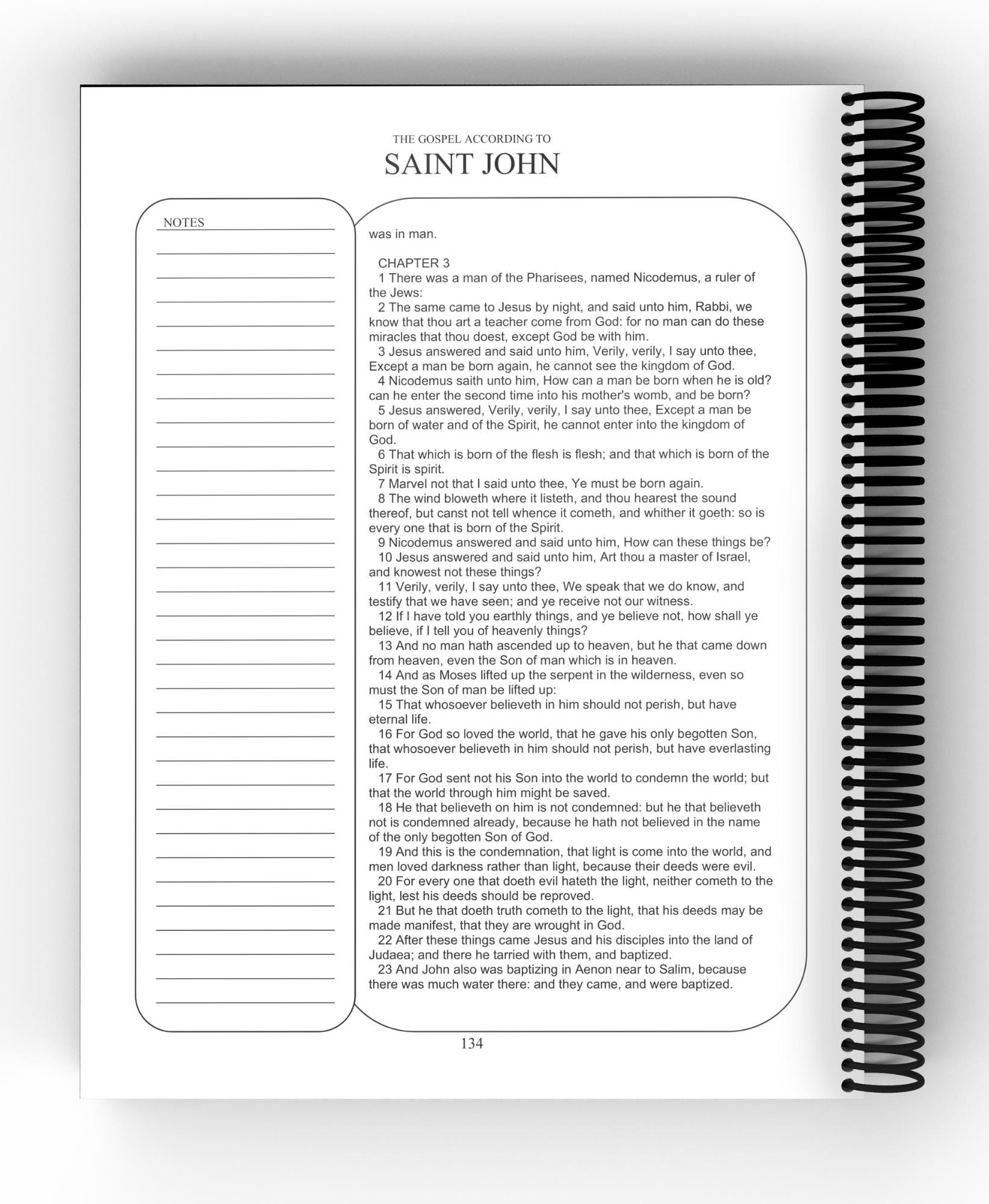 New Testament KJV Spiral Bound Journaling, Notetaking & Drawing Bible ...