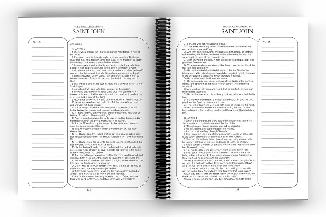 New Testament KJV Spiral Bound Journaling, Notetaking & Drawing Bible ...