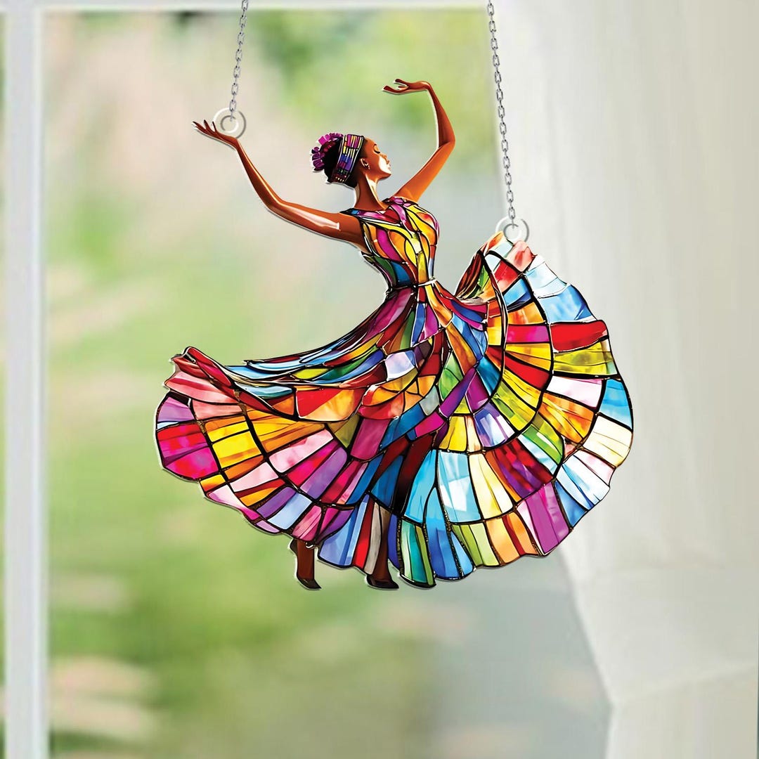 Dancers of African Window Hanging, Musician Decoration, Colorful ...
