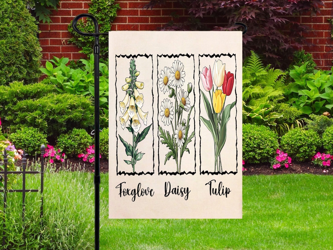 Foxglove Daisy Tulip Floral Garden Flag Foxtrots Deltas Tangos Retro ...