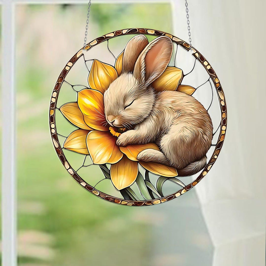 Rabbit Suncatcher, Bunny Decor, Animal Suncatcher, Cute Suncatcher ...