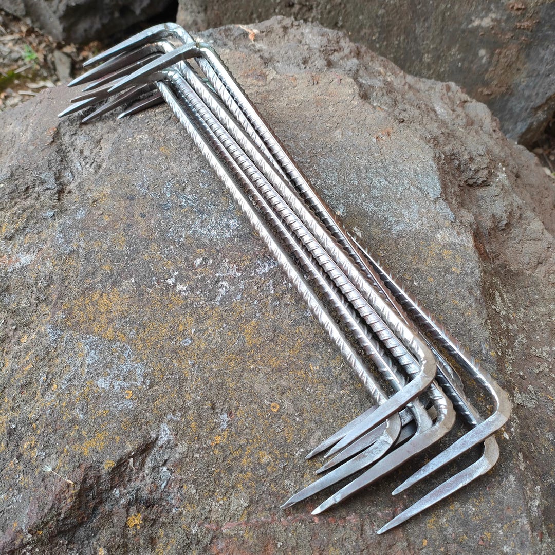 10 Pack Log Dogs – Hand Forged Deformed Steel Rebar for Woodworking and ...