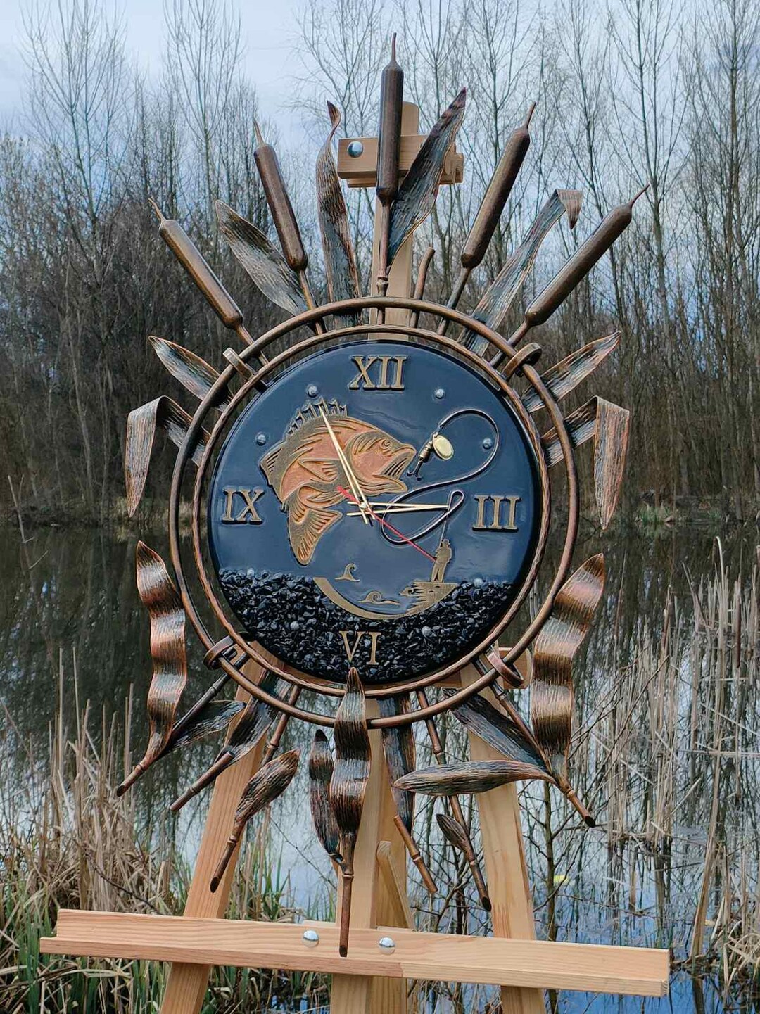 Modern Fishing Clocks for Wall, Custom Fisherman Metal Wall Clock, Gift ...