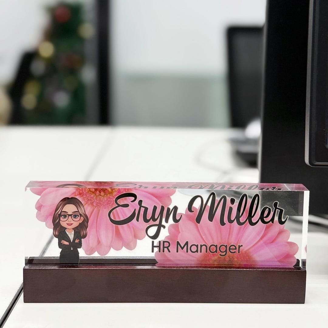 Daisy Flowers Personalized Acrylic Desk Name Plate: Office Gift - Etsy