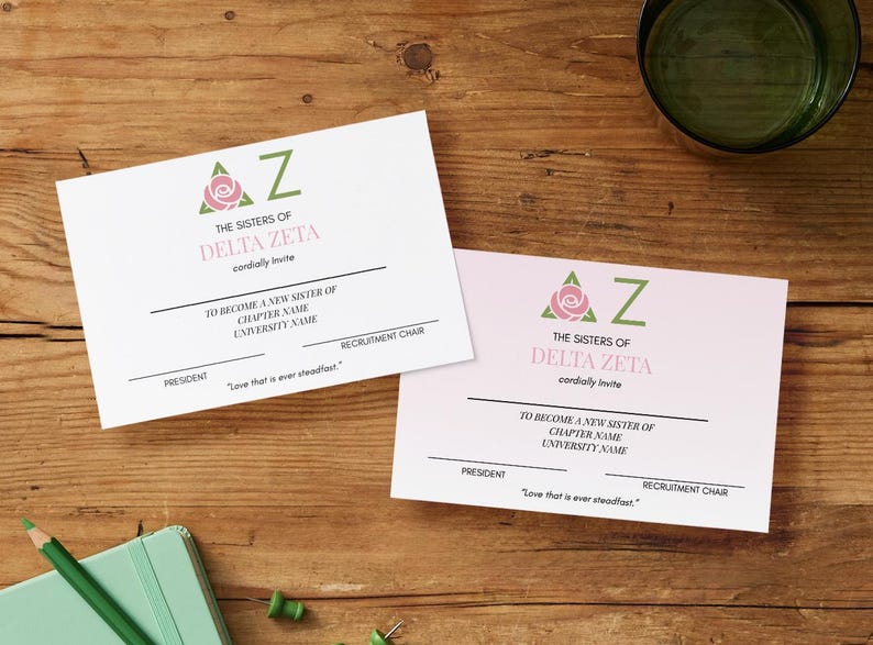 Sorority Bid Card Template | Delta Zeta | Editable Canva Invitation ...
