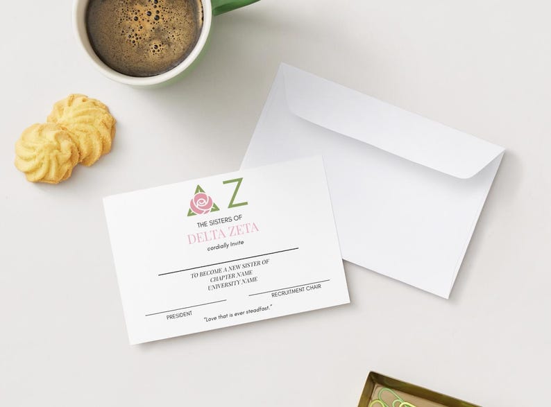 Sorority Bid Card Template | Delta Zeta | Editable Canva Invitation ...