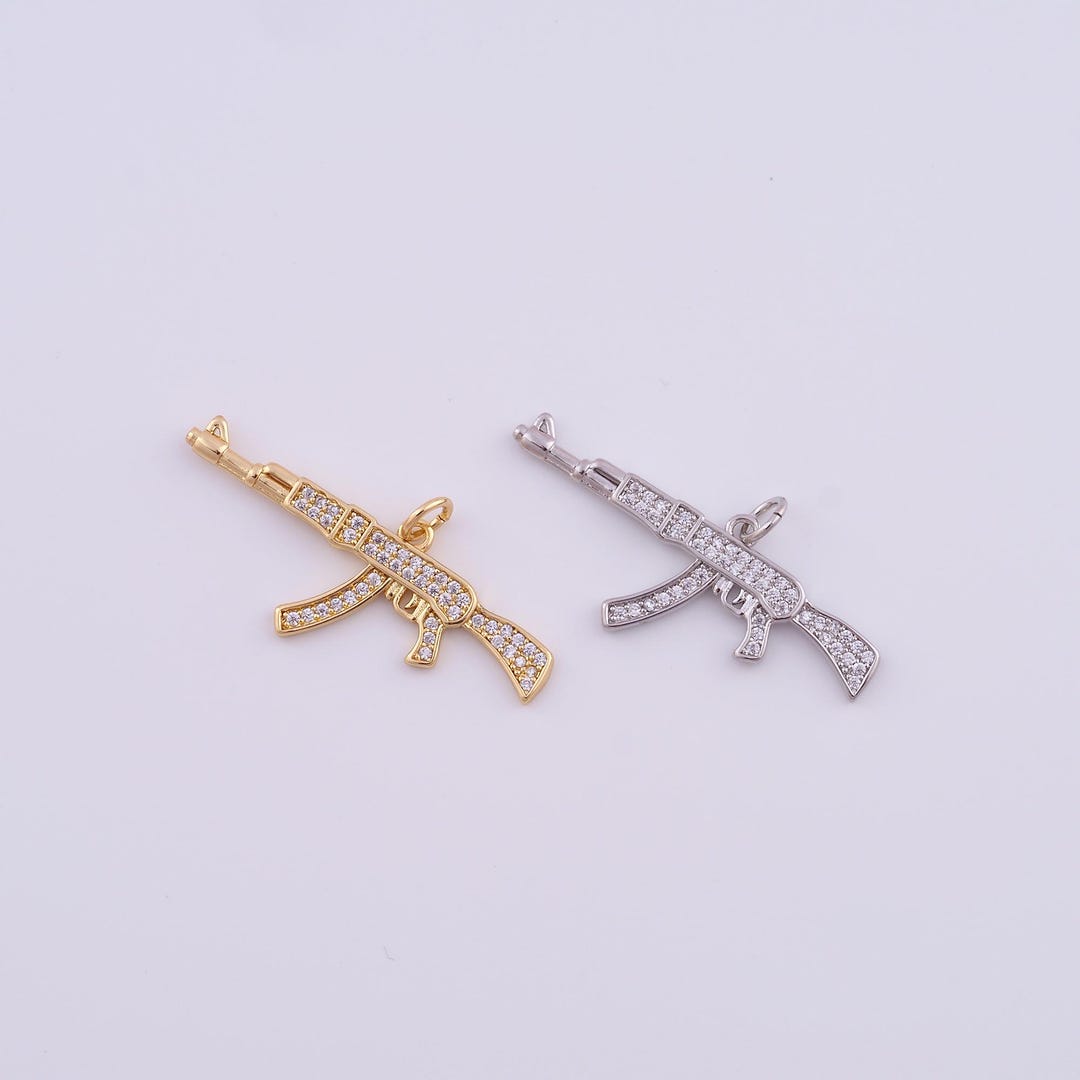 18K Gold Filled Weapon Charms,micropavé CZ Weapon Pendant for DIY ...