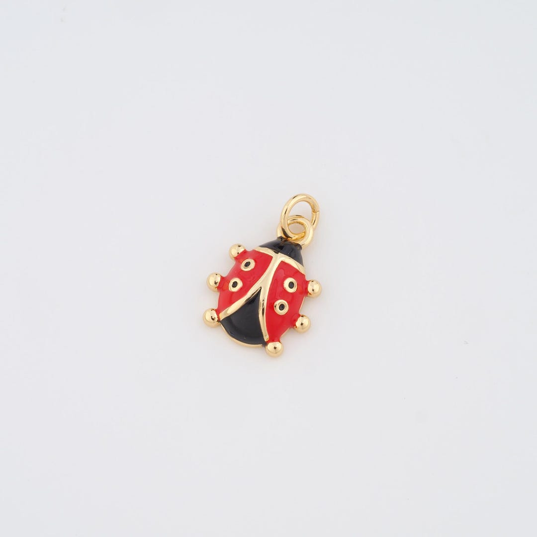 18K Gold Filled Enamel Ladybug Charms,insect Pendant for DIY Jewelry ...