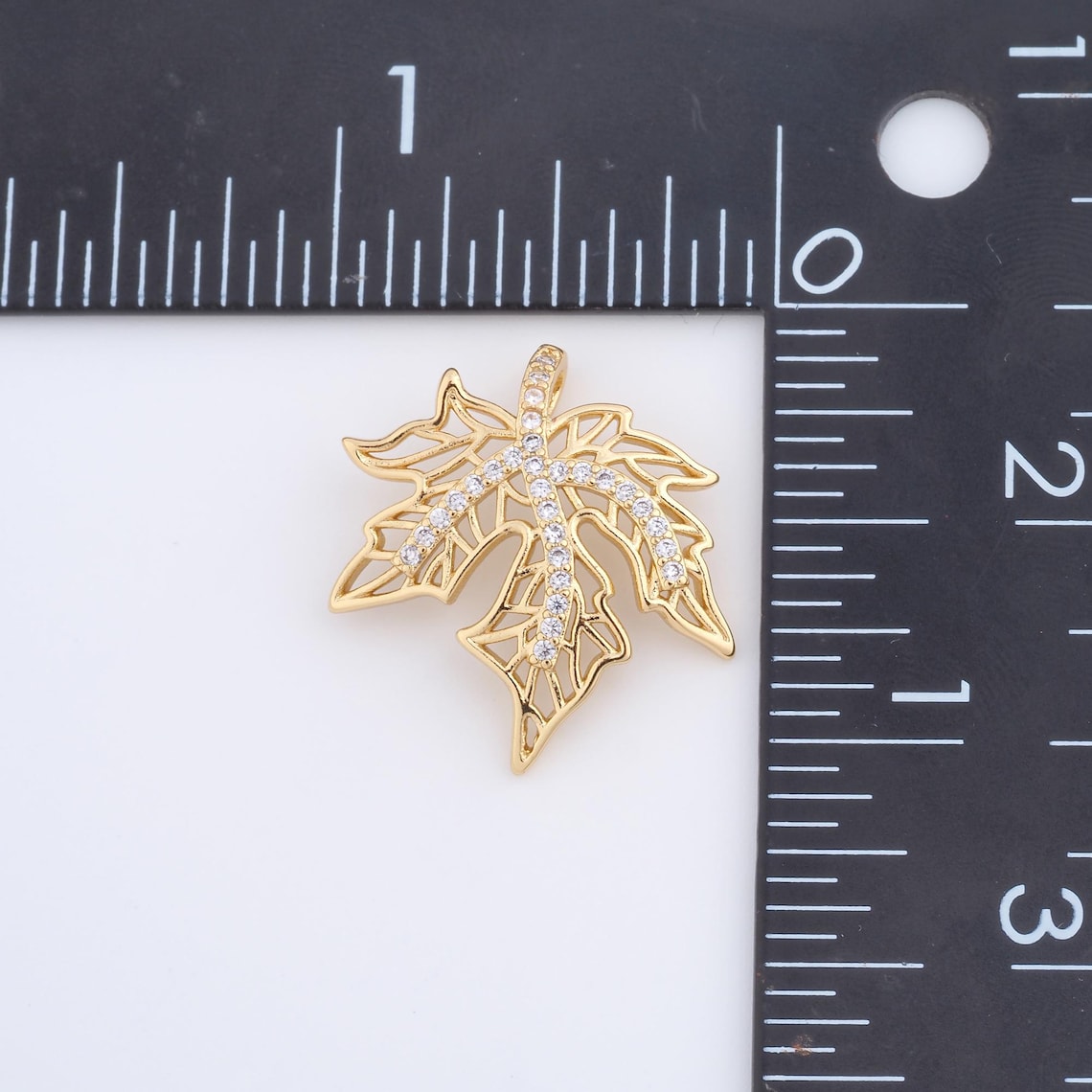 18K Gold Filled Maple Leaf Charms,micropavé CZ Maple Leaf Pendant for ...