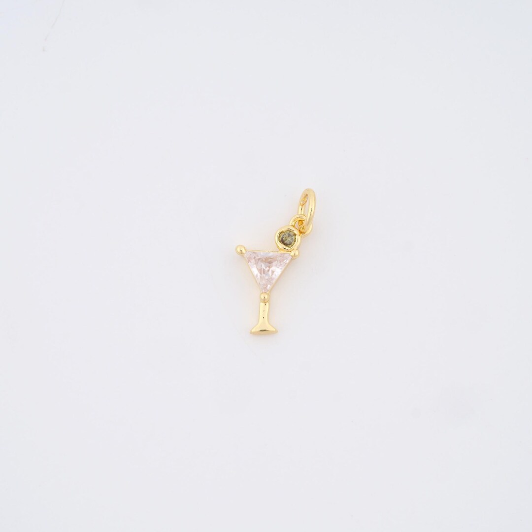 18K Gold Filled Goblet Charms,cz Wine Glass Pendant for DIY Jewelry ...