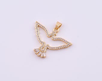Dainty Bird Charms,18k Gold Filled Bird Pendant,micropavé CZ Necklace ...