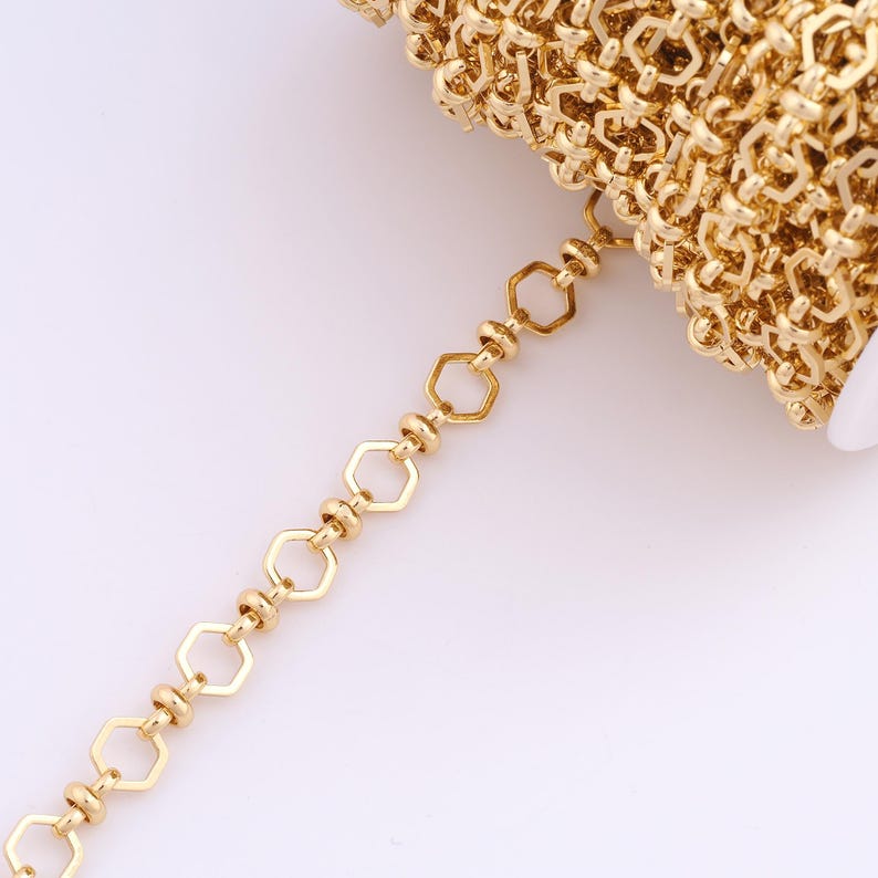 3.28 FT 18K Gold Filled Hexagon Chains,semi-finished Chains for DIY ...