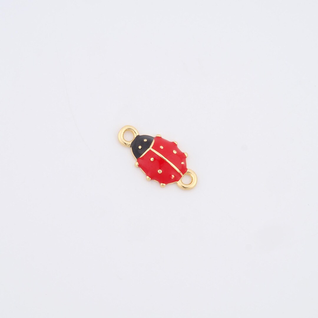 18K Gold Filled Ladybug Connector,enamel Insect Connector for DIY ...