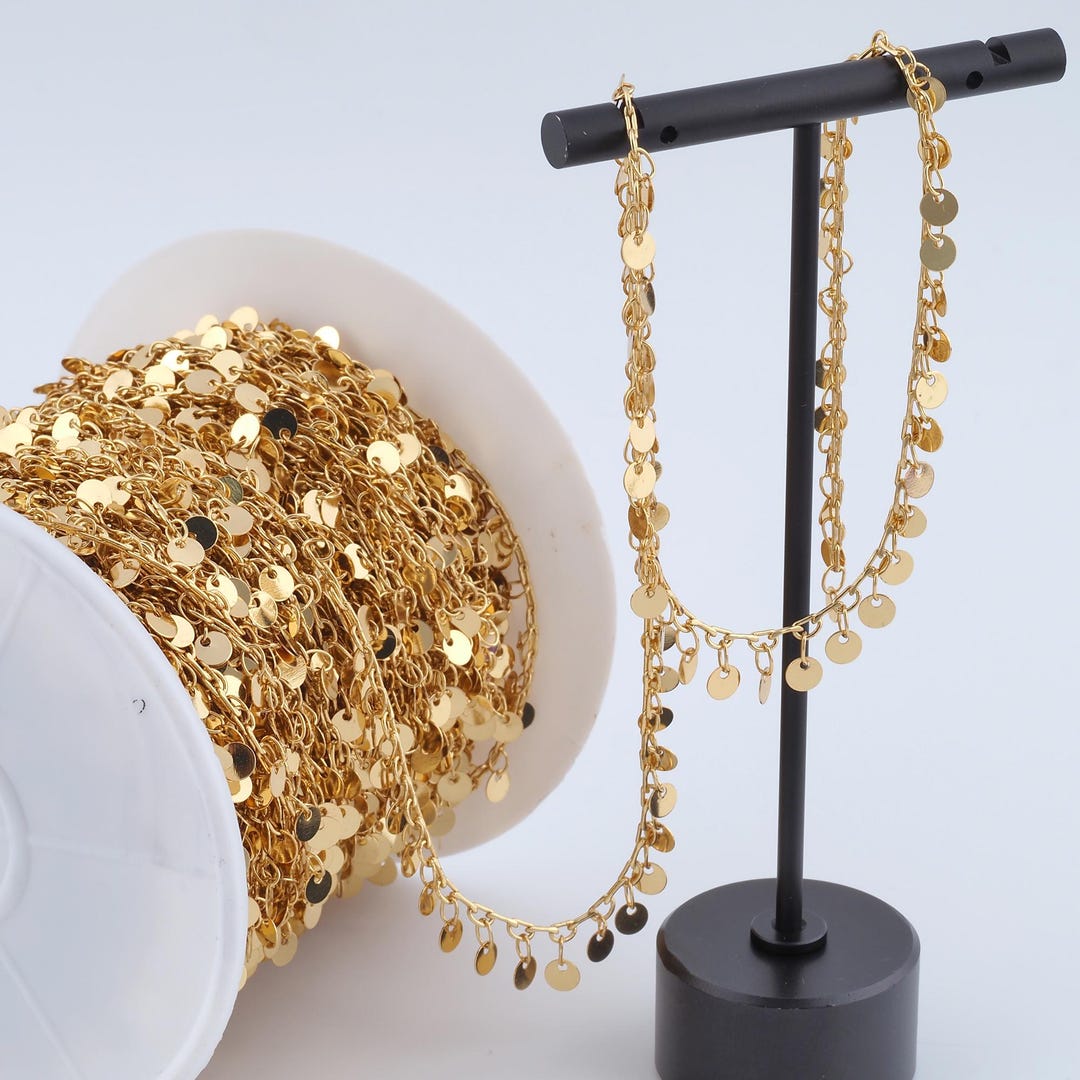 3.28 FT 18K Gold Filled Disc Chains,semi-finished Chains for DIY ...