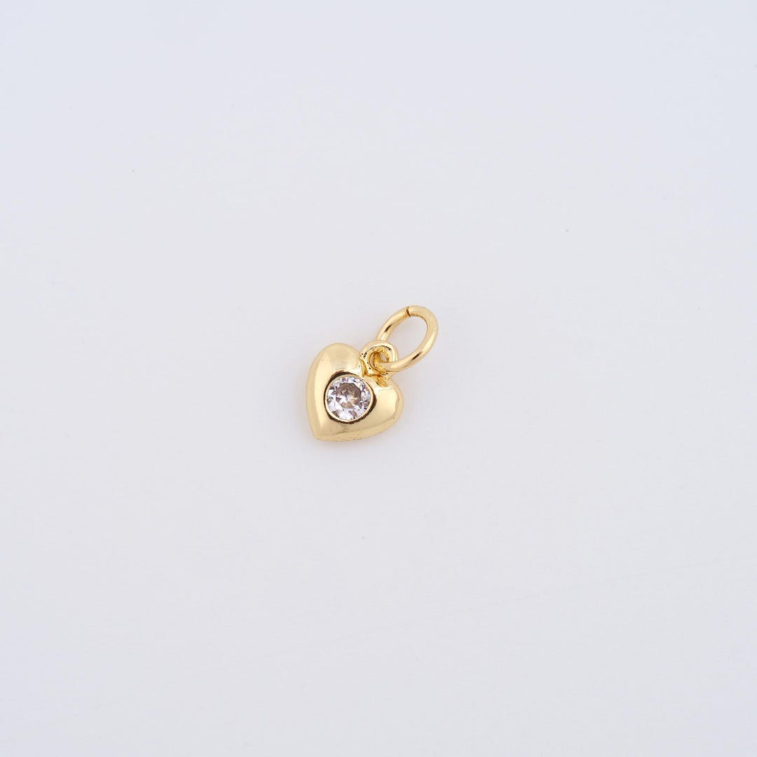 5 Stück 18K Gold gefüllte Herz Charms, Micropavé CZ Herz Anhänger für ...