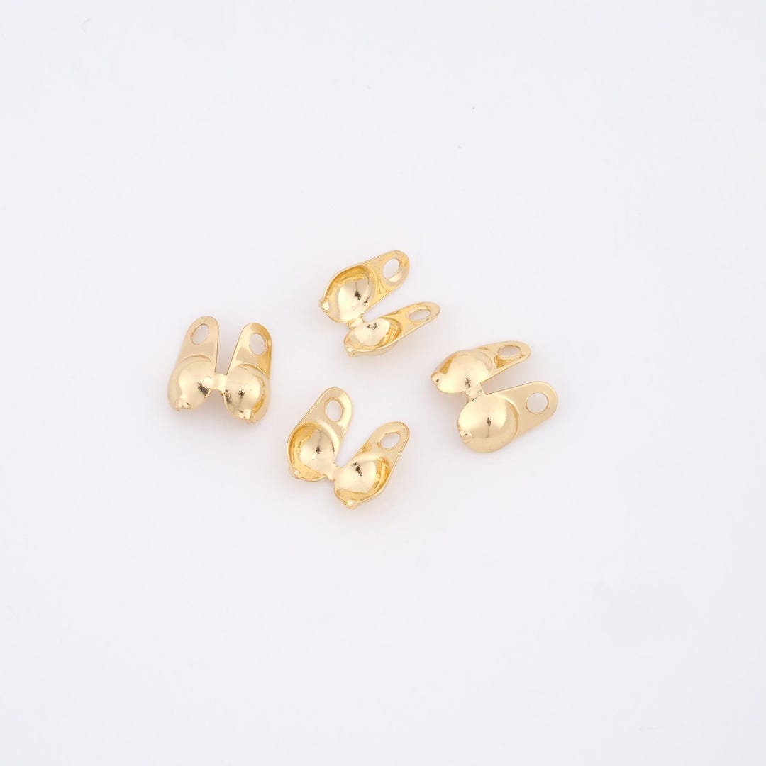 50 Pcs 18K Gold Filled Clamshell Calotte Bead Tip End Cap Knot Cover ...