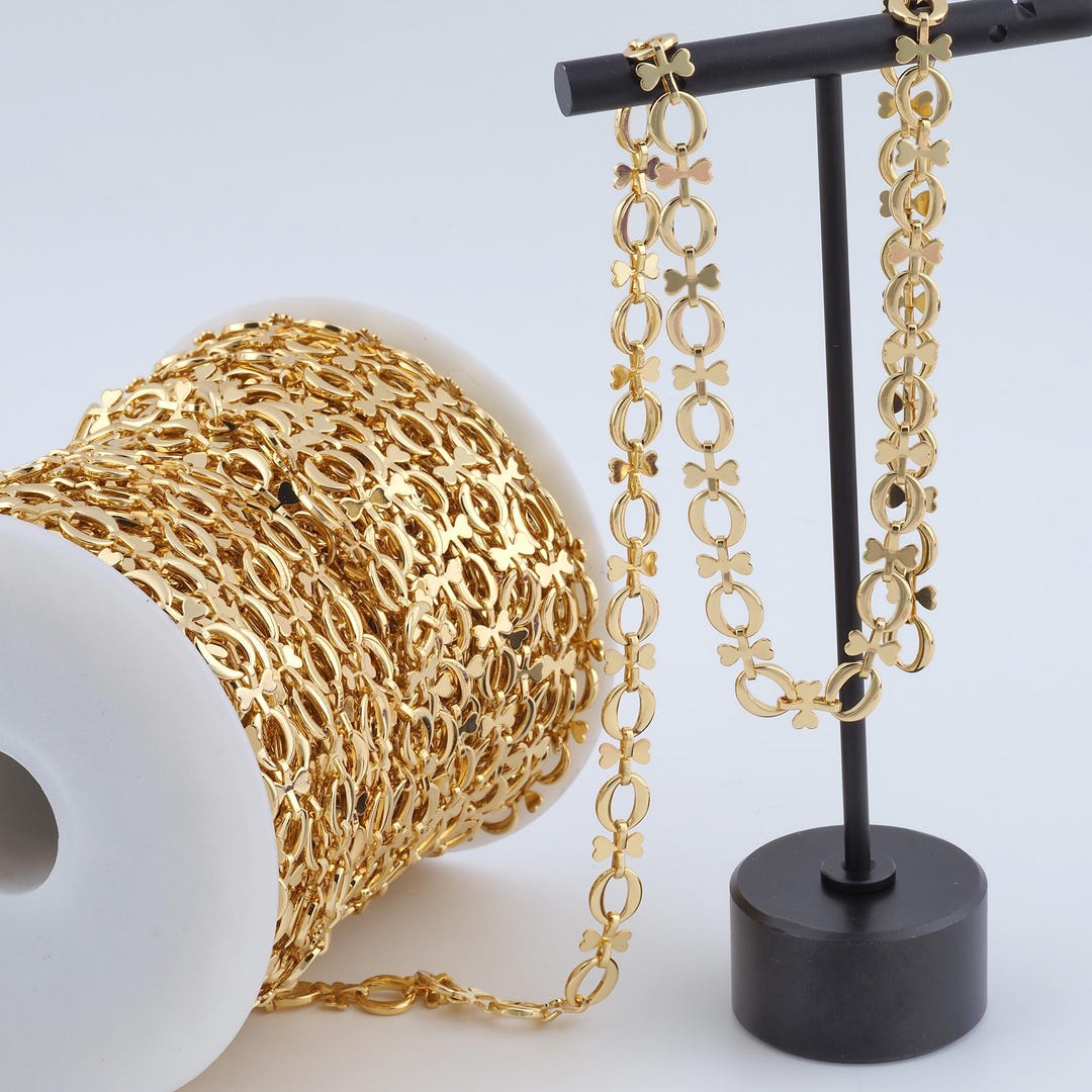 3.28 FT 18K Gold Filled Bow Chains,semi-finished Chains for DIY Jewelry ...