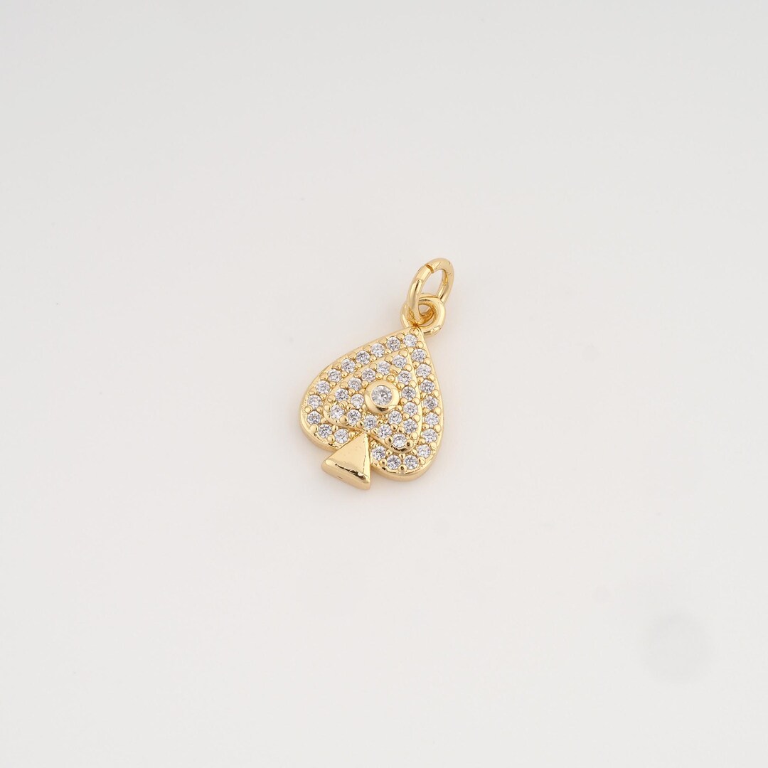 18K Gold Filled Ace of Spades Charms,micropavé CZ Spades Pendant for ...