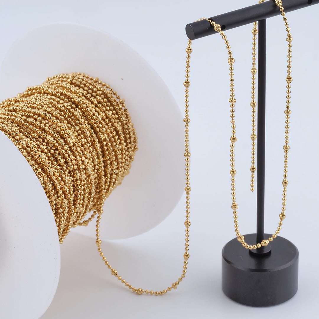 3.28 FT 18K Gold Filled Ball Chains,semi-finished Chains for DIY ...