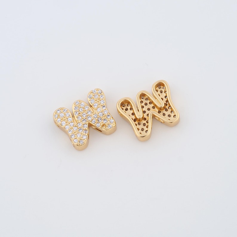 18K Gold Filled Initial Charms,micropavé CZ Letter Pendant for DIY ...