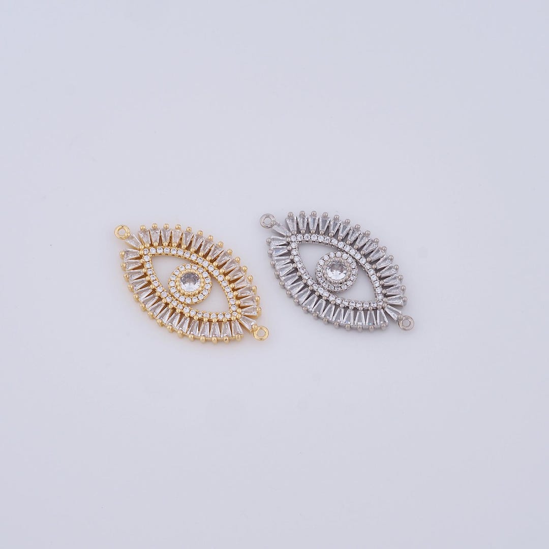 18K Gold Filled Evil Eye Connector,micropavé CZ Devil Eye Connector for ...