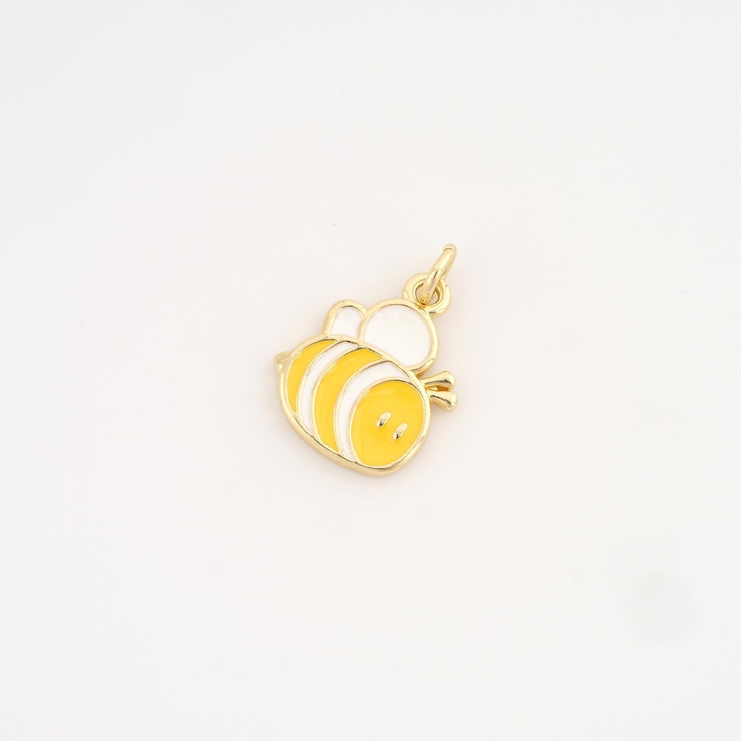 18K Gold Filled Enamel Bee Charms,insect Pendant for DIY Jewelry Making ...
