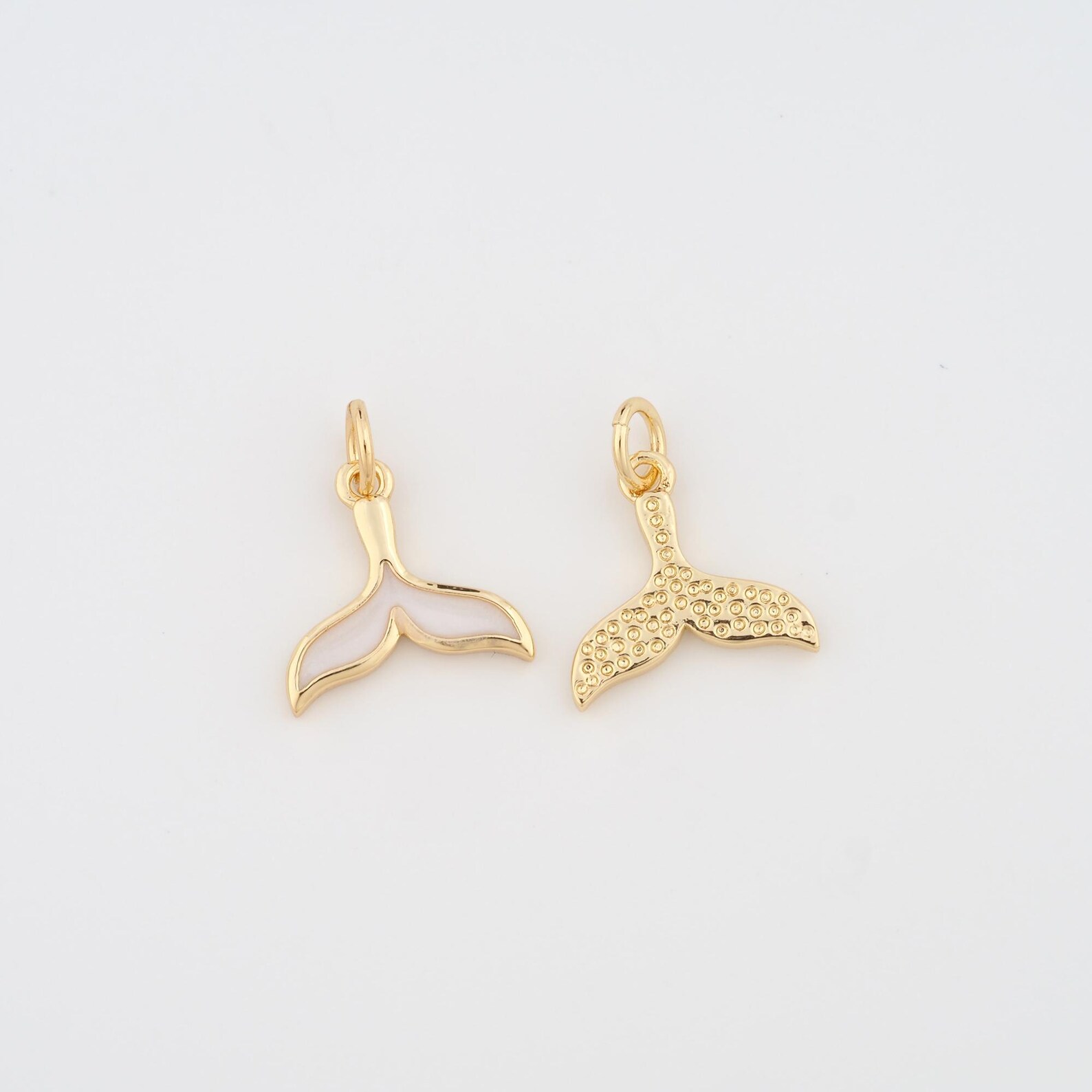 18K Gold Filled Enamel Fishtail Charms,fishtail Pendant for DIY Jewelry ...