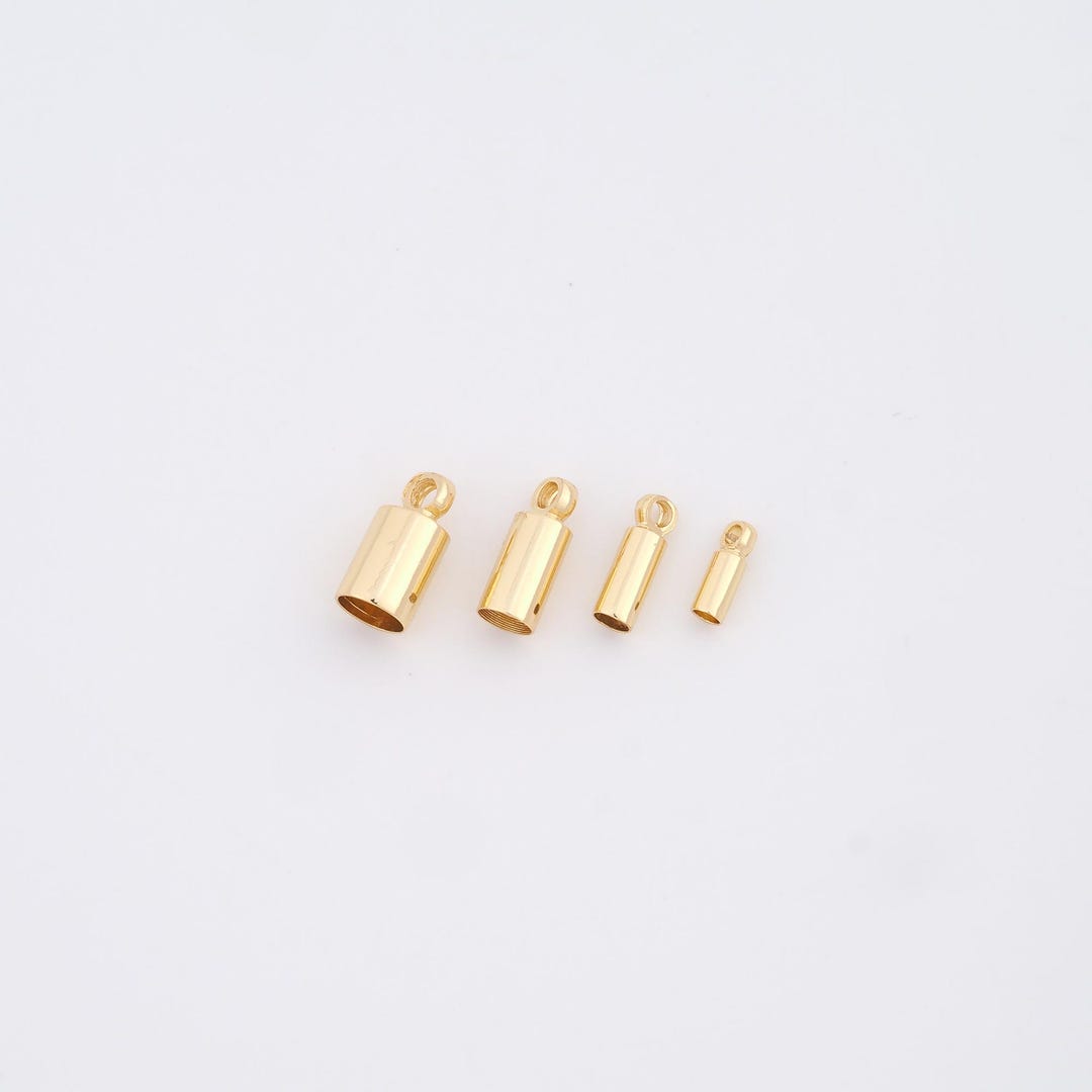 50 Pcs 18K Gold Filled Bead Caps Cord End Cord Tip Solid End Cap for ...