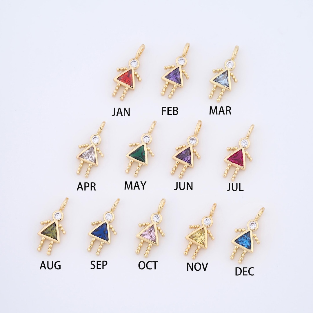 18K Gold Filled Birthstone Charms,micropavé CZ Month Pendant for DIY ...