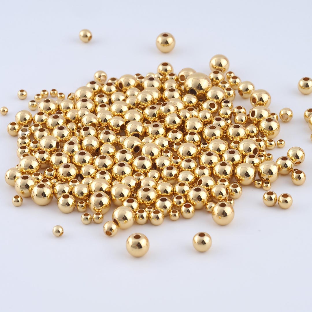 18K Gold Filled Round Beads,ball Beads for DIY Jewelry Making Supply - Etsy