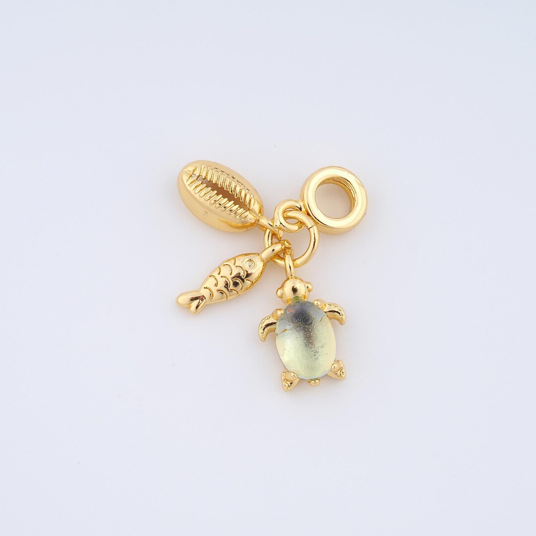 18K Gold Filled Conch Charms,turtle Pendant for DIY Jewelry Making ...