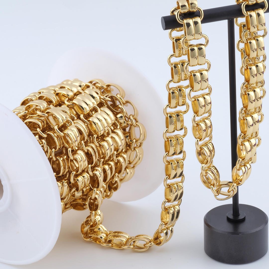 3.28 FT 18K Gold Filled Double Ring Chains,semi-finished Chains for DIY ...