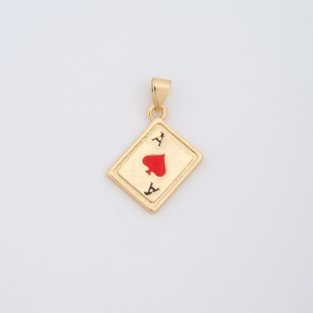 18K Gold Filled Enamel Playing Card Charms,playing Card Pendant for DIY ...