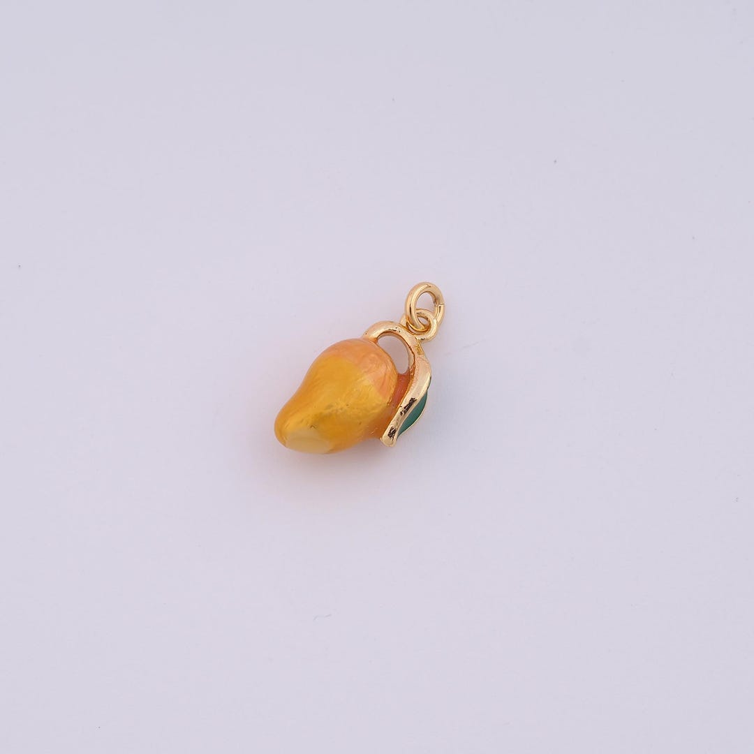 18K Gold Filled Fruit Charms,enamel Mango Pendant for DIY Jewelry ...