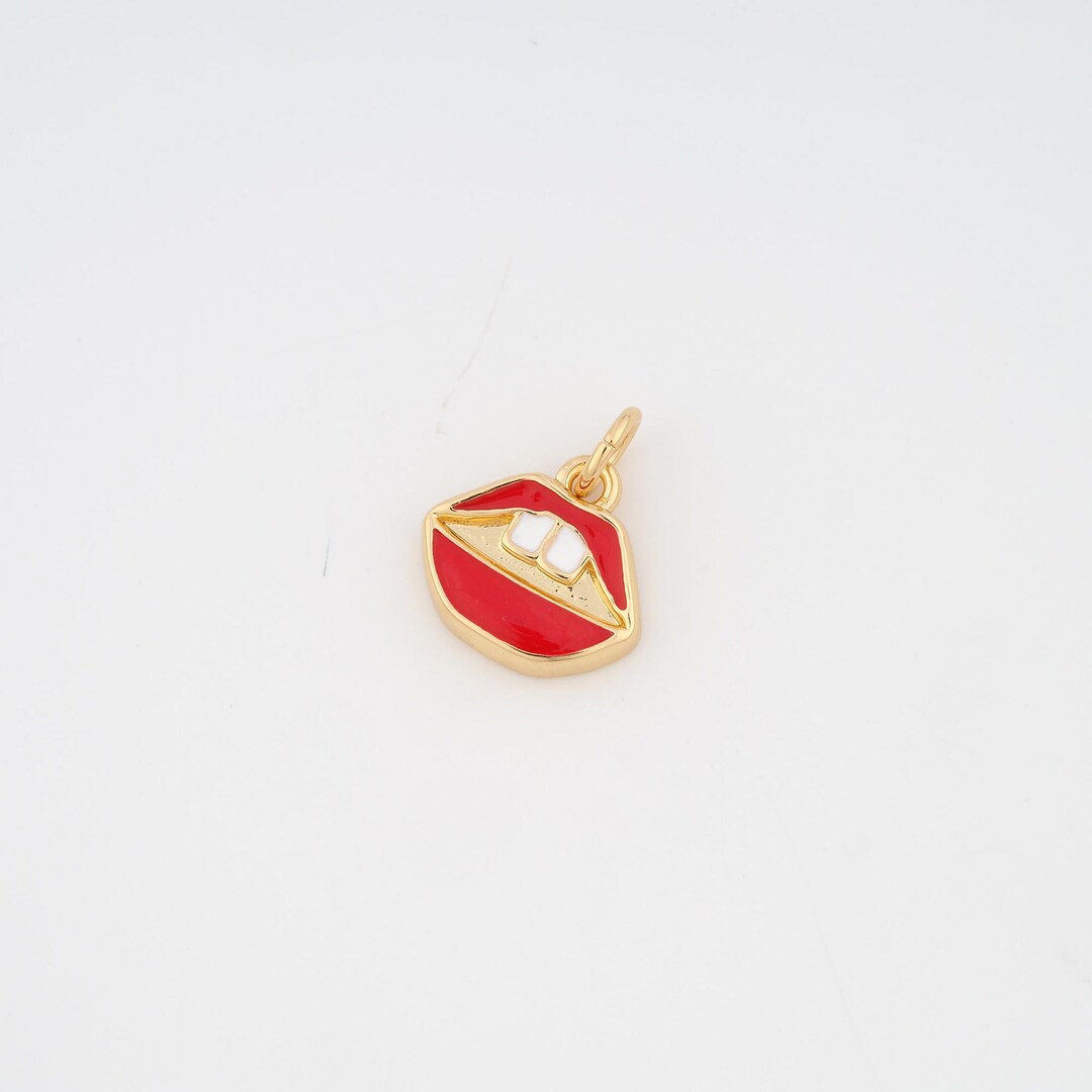 18K Gold Filled Enamel Lips Charms,lips Pendant for DIY Jewelry Making ...